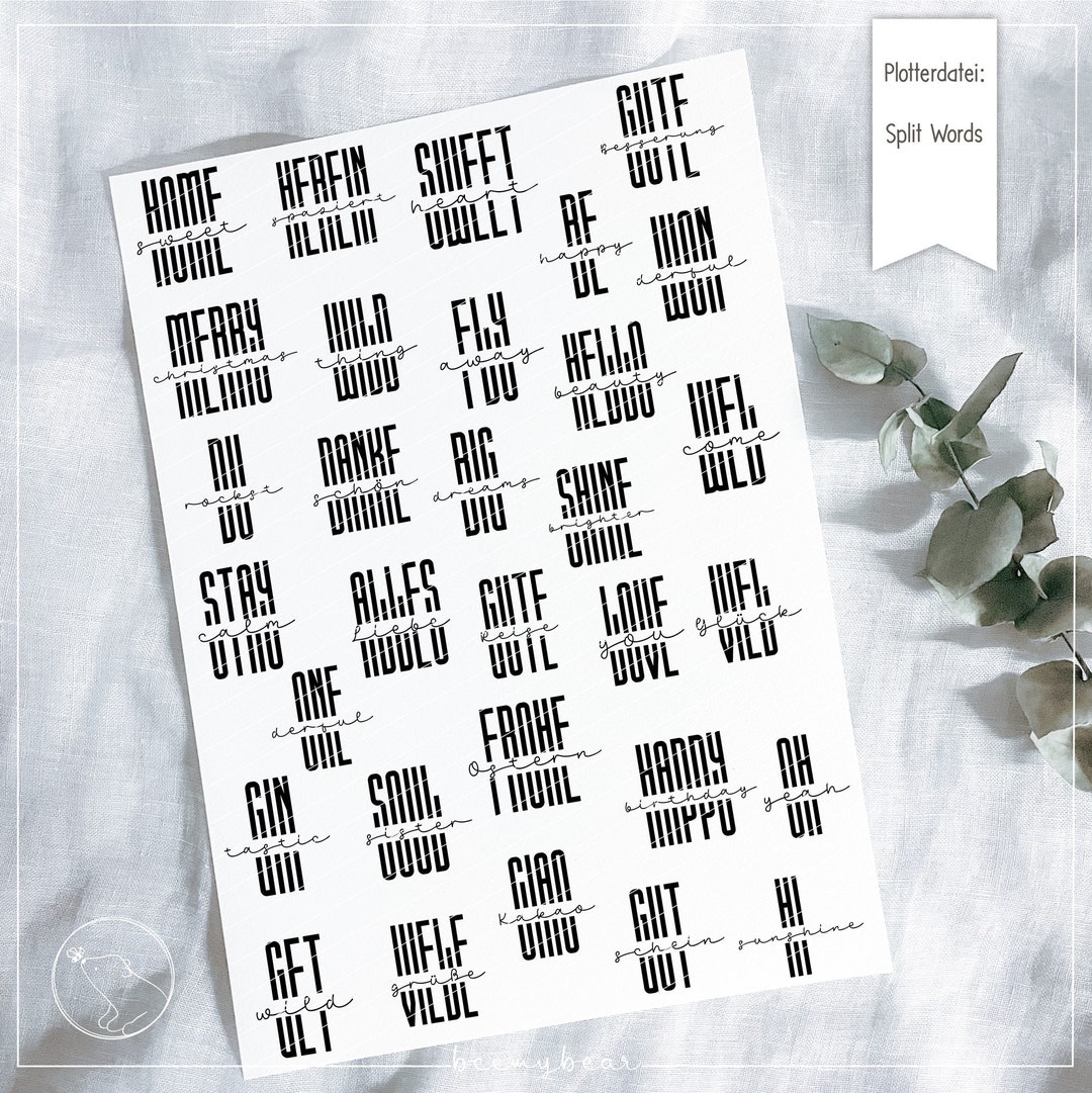 Split Words Plotter File - Etsy