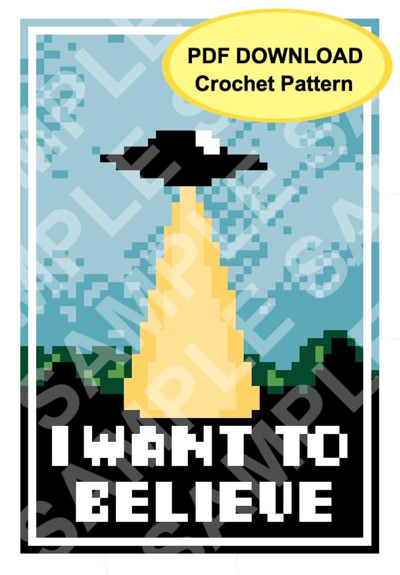 CROCHET PATTERN X-files "i Want to Believe" Tapestry Colorwork PDF ...