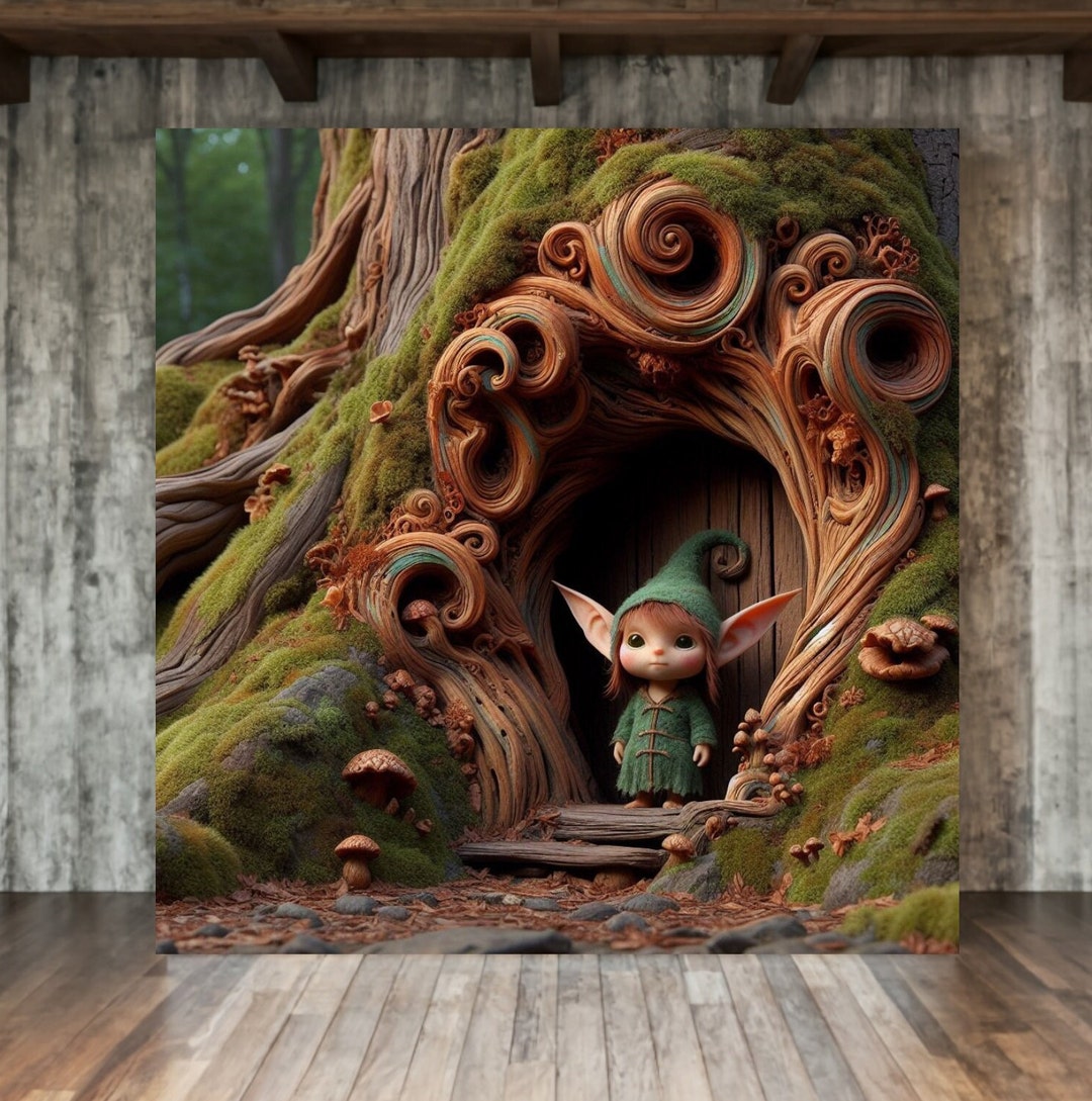 Elf Wall Art Cute Cottagecore Muted Colors Canvas Wall Art Print ...