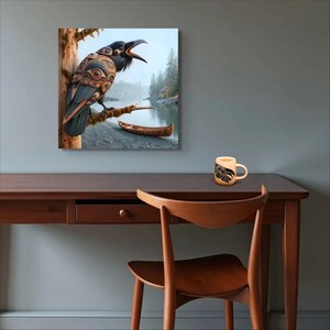 Haida First Nations Inspired Black Raven Wall Art Unique Abstract Raven ...