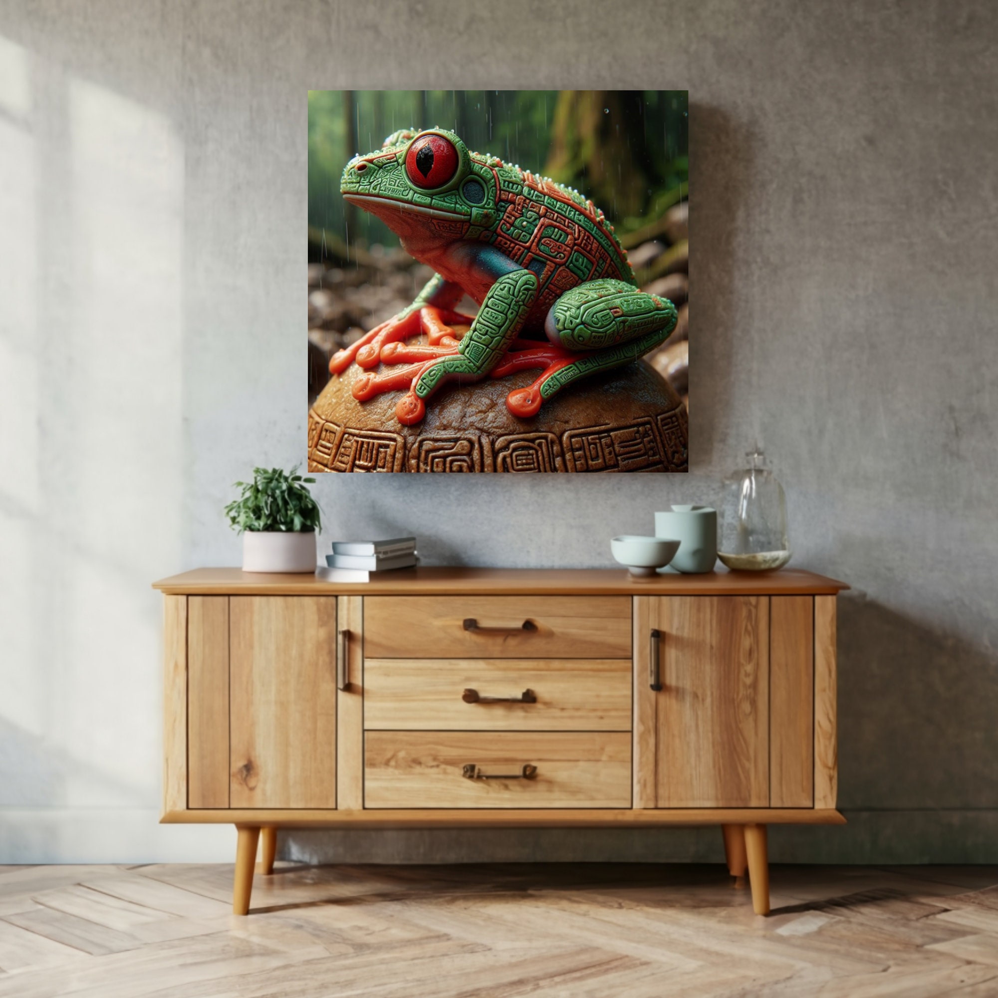 Tree Frog Wall Art Cottagecore Rain Forest Tree Frog Abstract Art Tree Frog Lover Gift Kid's ...