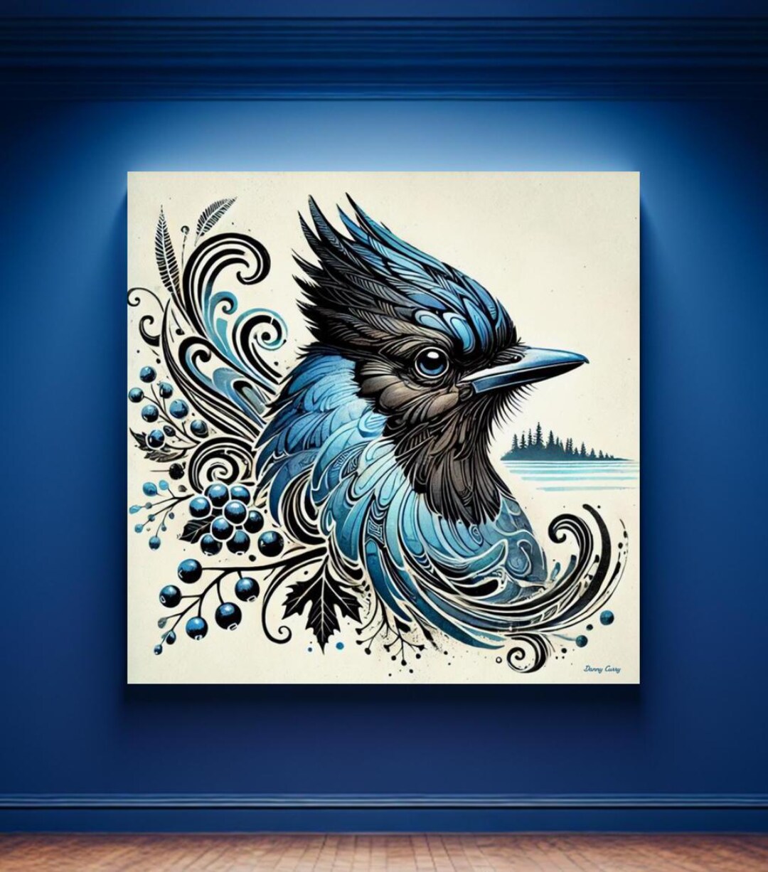 Haida Gwaii Steller's Jay Wall Art Abstract Pacific Northwest ...