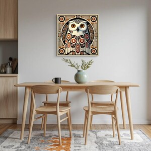 First Nations Owl Abstract Pacific Northwest Snowy Owl Mid-century Oil ...