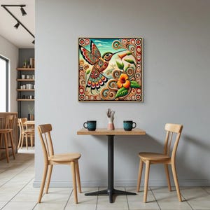 First Nations Hummingbird Abstract Pacific Northwest Salish Oil Paint ...