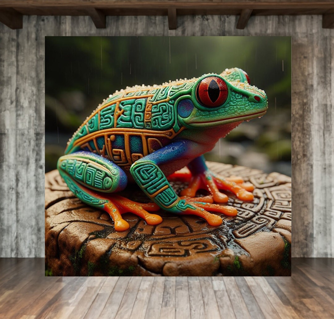 Tree Frog Wall Art Cottagecore Rain Forest Tree Frog Abstract Art Tree ...