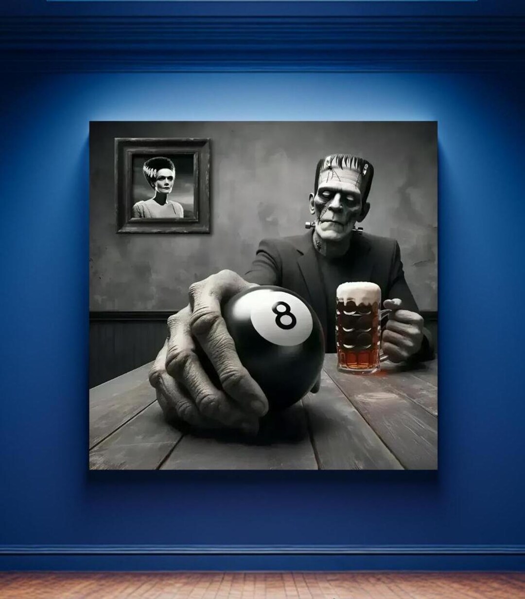 Frankenstein Beer 8 Ball Wall Art Moody Monsters Dark Academia ...