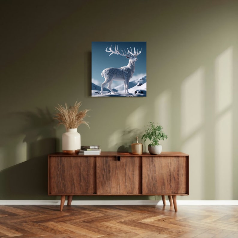 White Stag Canvas Wall Art Decor Unique Abstract Stag Winter Wall Decor ...