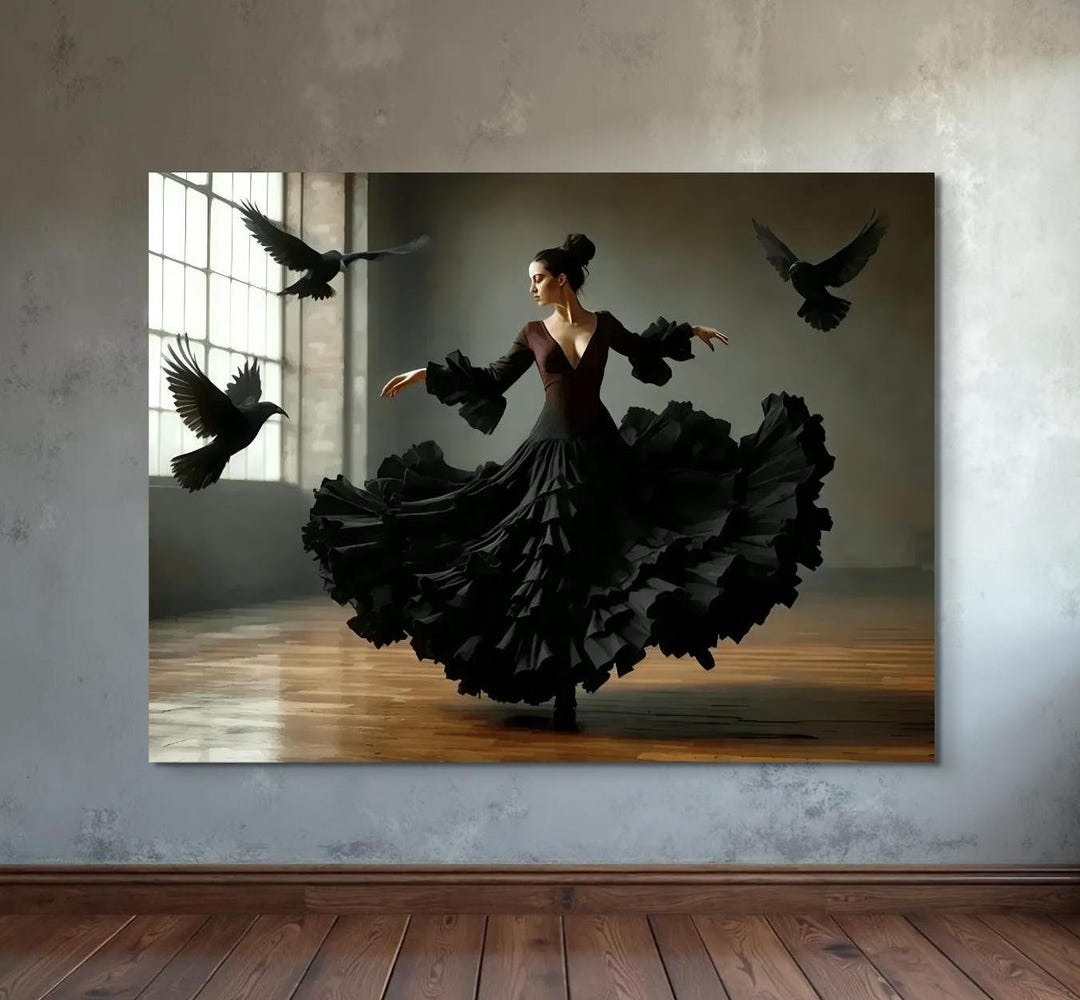 Flamenco Raven Wall Art Traditional Flamenco Dancer Black Ravens Unique ...