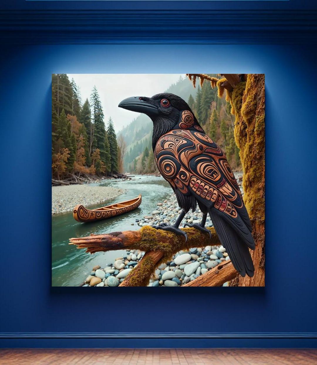 Haida First Nations Black Raven Wall Art Unique Abstract Raven Pacific ...