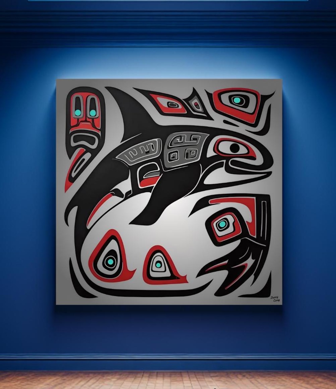 First Nations Orca Abstract Pacific Northwest Pop Art Mid-century Oil ...