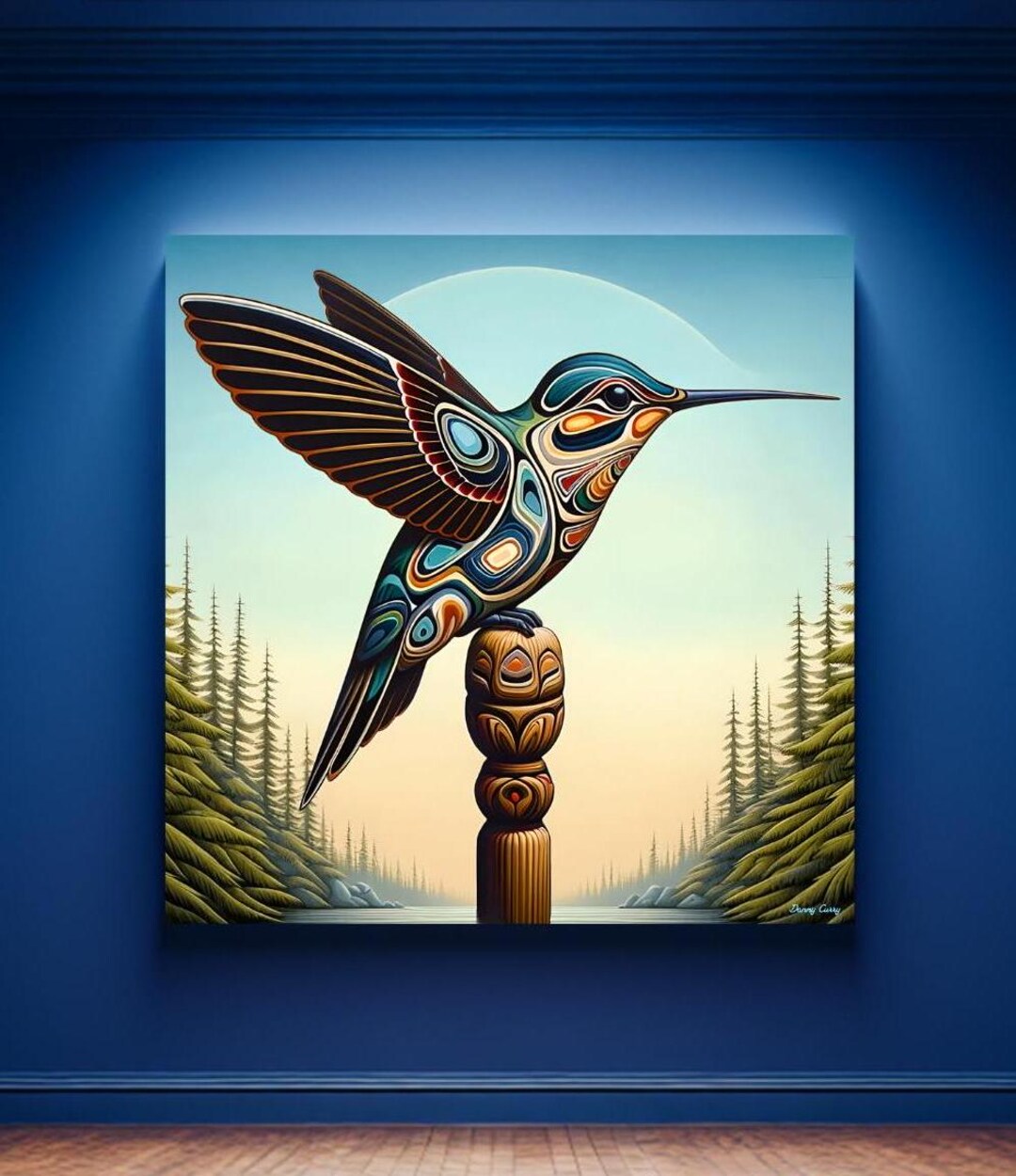 First Nations Hummingbird Abstract Pacific Northwest Salish Oil Paint ...