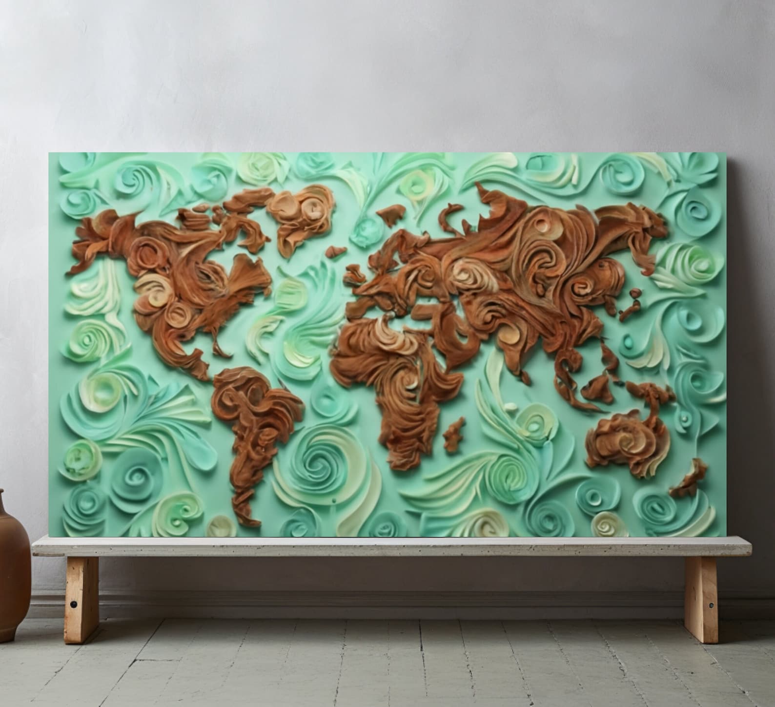 Quilled World Map Cottagecore Wall Art Canvas Print Paper Qulling ...