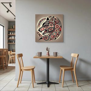 First Nations Wolf Abstract Pacific Northwest Pop Art Mid-century Oil ...