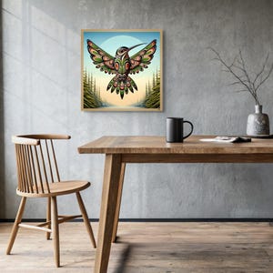 First Nations Hummingbird Abstract Pacific Northwest Salish Oil Paint ...