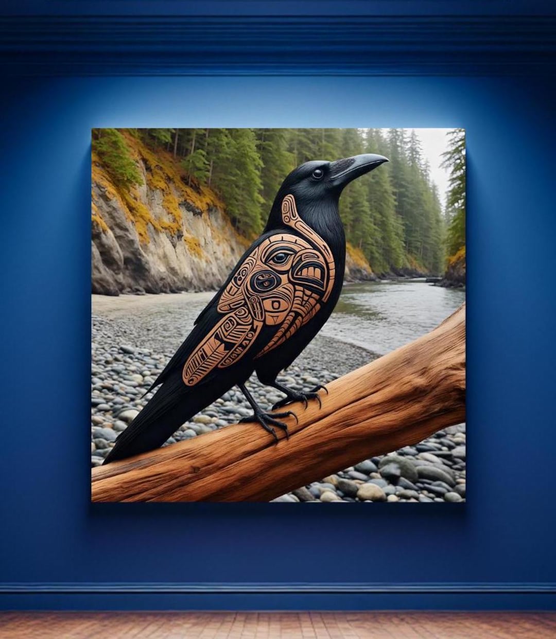 Haida First Nations Black Raven Wall Art Unique Abstract Raven Pacific ...