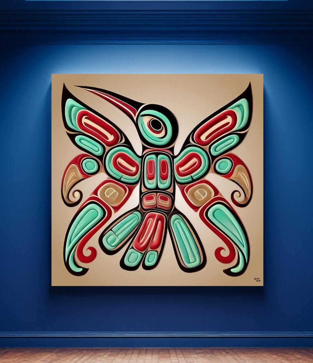 First Nations Hummingbird Abstract Pacific Northwest Mid-century Oil ...