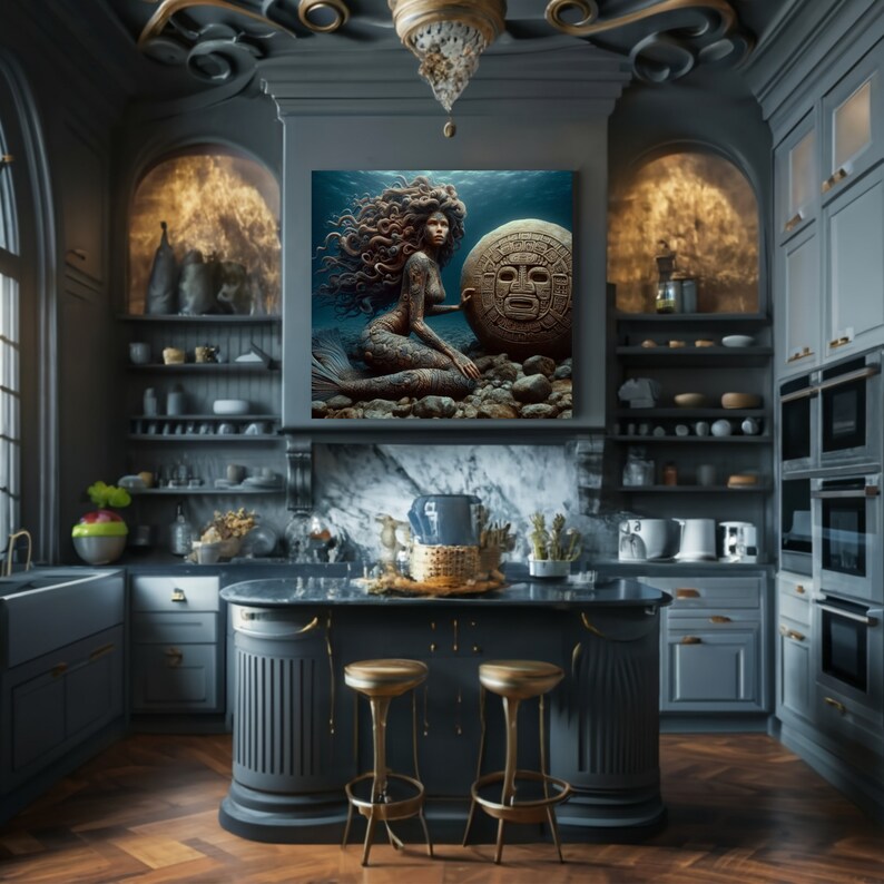 Goth Mermaid Wall Art Dark Academia Canvas Print Gothic Wall Decor Gift ...