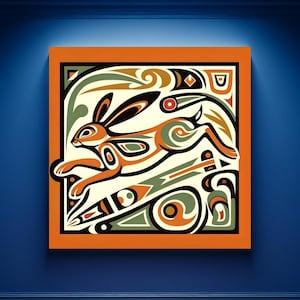 Haida First Nations Rabbit Wall Art Unique Abstract Easter Gift Pacific ...