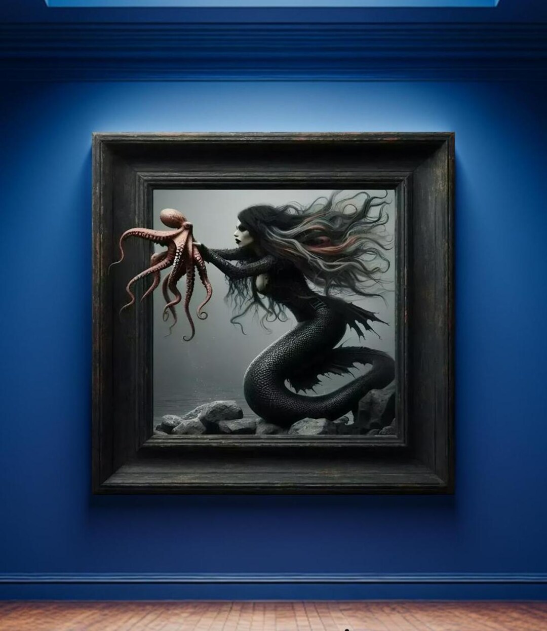 Goth Mermaid Octopus Wall Art Fun 3D Unique Optical Illusion Dark ...
