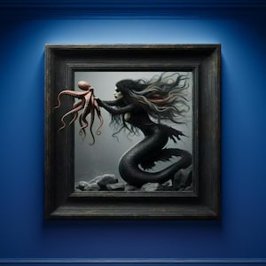 Goth Mermaid Octopus Wall Art Fun 3D Unique Optical Illusion Dark ...