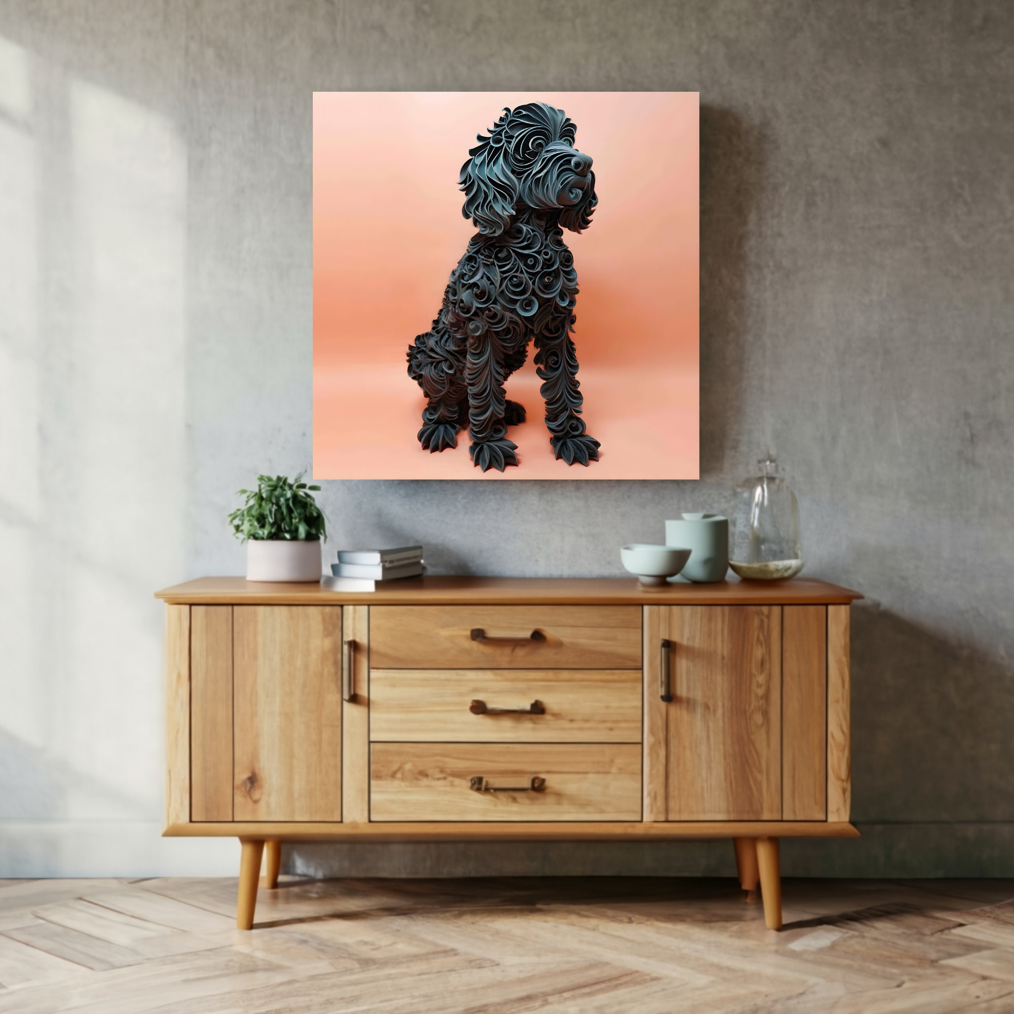 Goldendoodle Wall Art Black Doodle Abstract Paper Quilled Art Effect ...