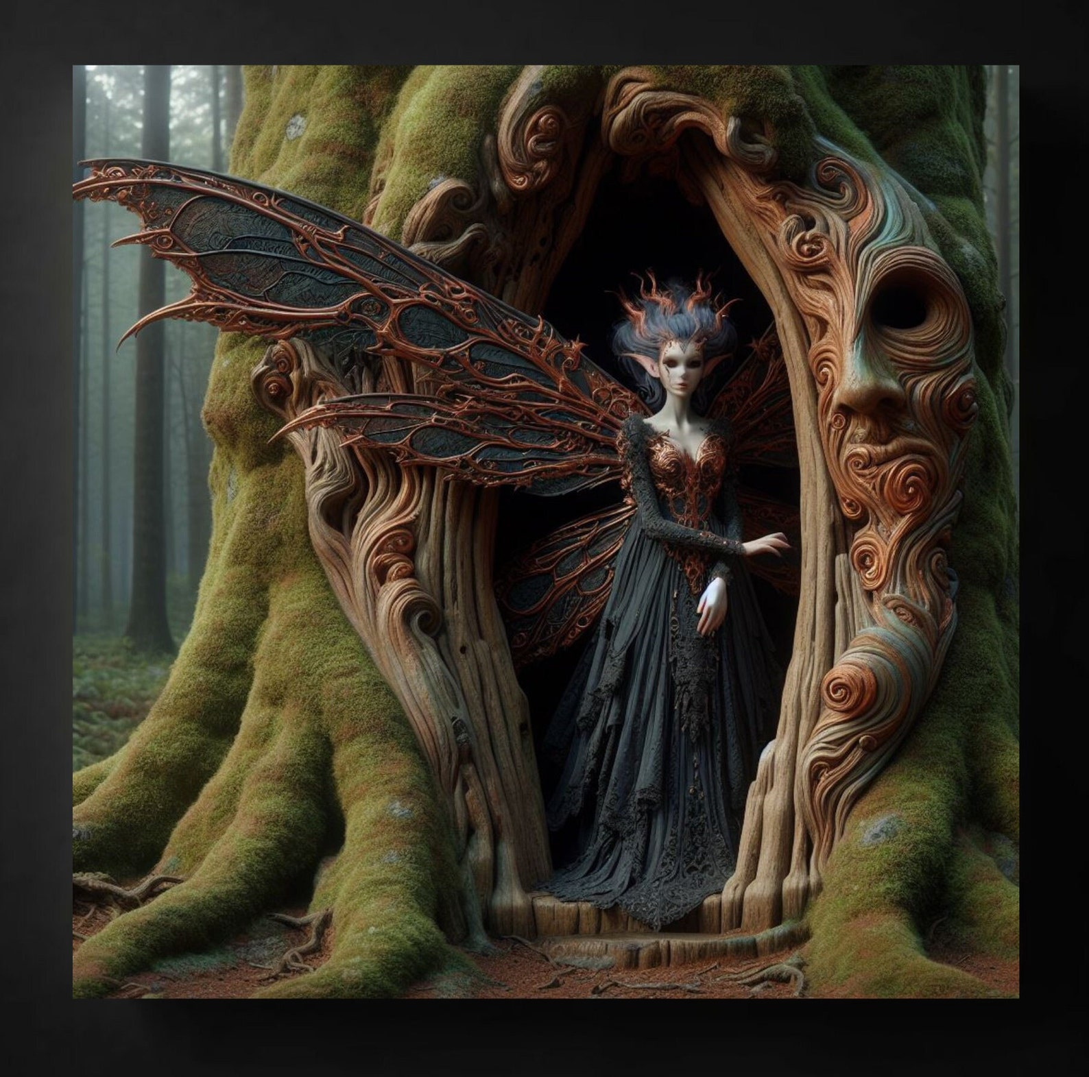 Goth Fairy Wall Art Dark Academia Fairy Canvas Print Gothic - Etsy