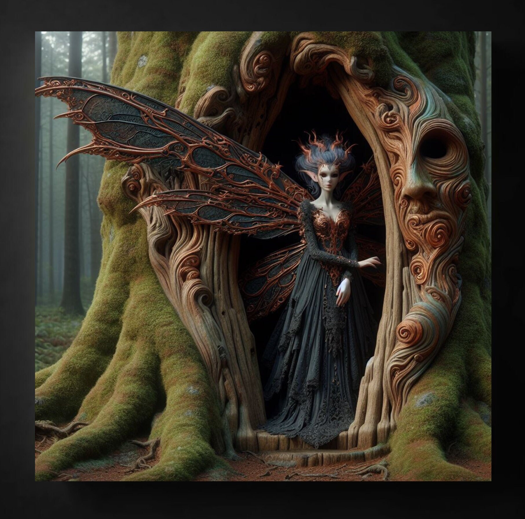 Goth Fairy Wall Art Dark Academia Fairy Canvas Print Gothic - Etsy