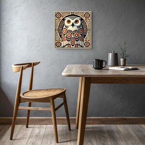 First Nations Owl Abstract Pacific Northwest Snowy Owl Mid-century Oil ...