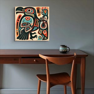 First Nations Raven Abstract Pacific Northwest Pop Art Mid-century Oil ...