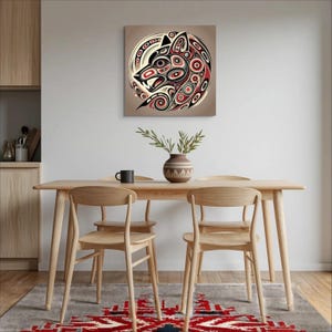 First Nations Wolf Abstract Pacific Northwest Pop Art Mid-century Oil ...