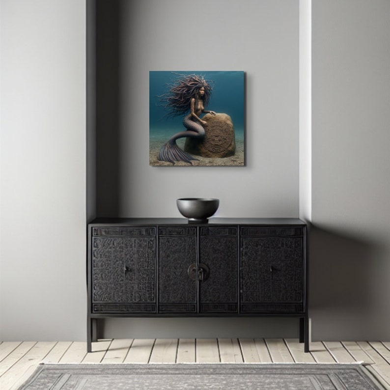 Mermaid Wall Art Dark Academia Canvas Print Nautical Wall Decor Gift ...