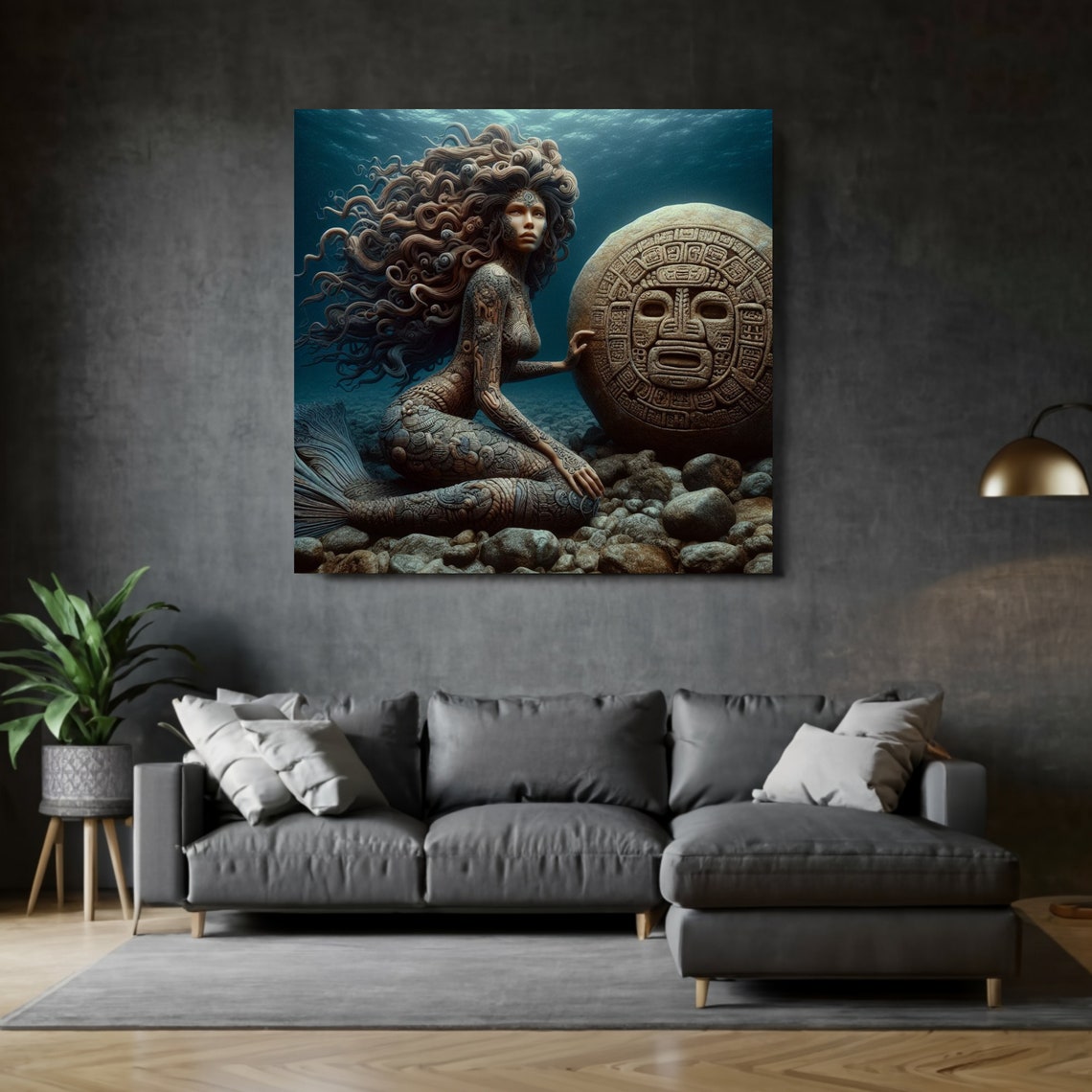 Goth Mermaid Wall Art Dark Academia Canvas Print Gothic Wall Decor Gift ...