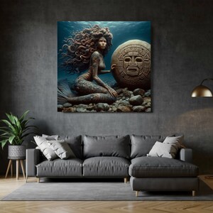 Goth Mermaid Wall Art Dark Academia Canvas Print Gothic Wall Decor Gift ...