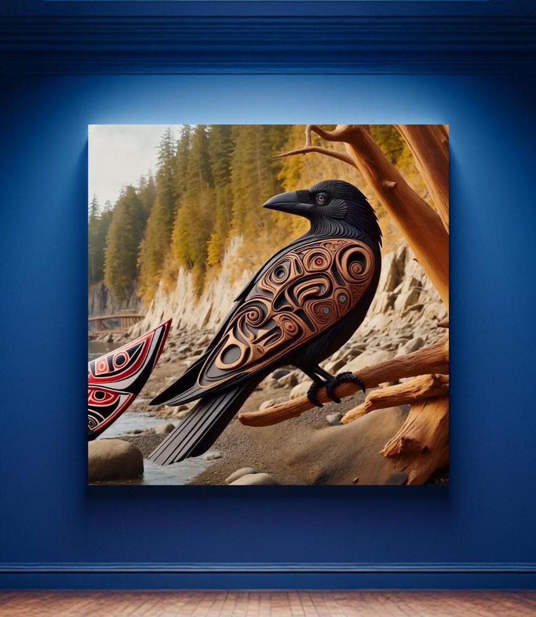 Haida First Nations Black Raven Wall Art Unique Abstract Raven Pacific ...