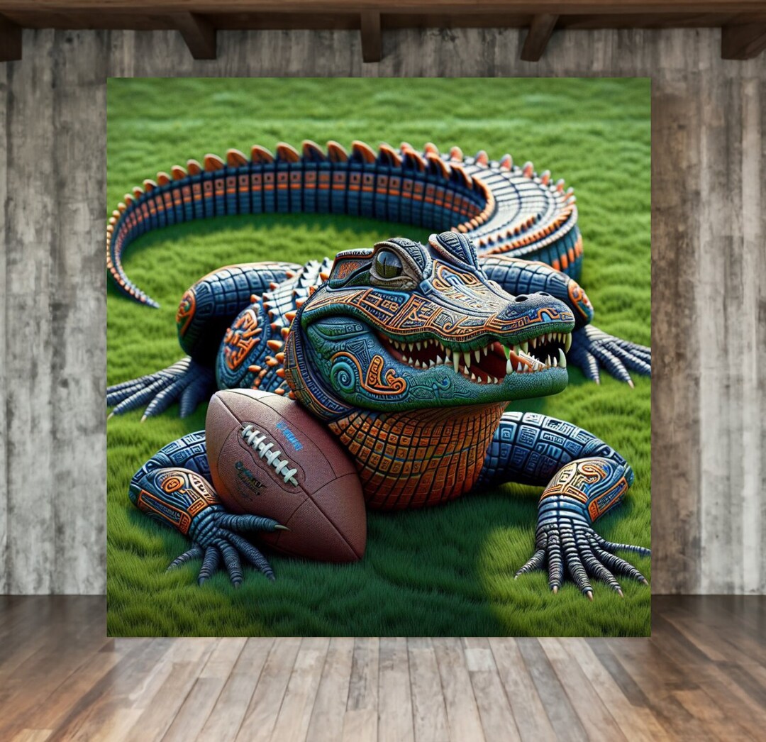 Gator Wall Art Abstract Canvas Print Orange & Blue Gators Lover Gift ...