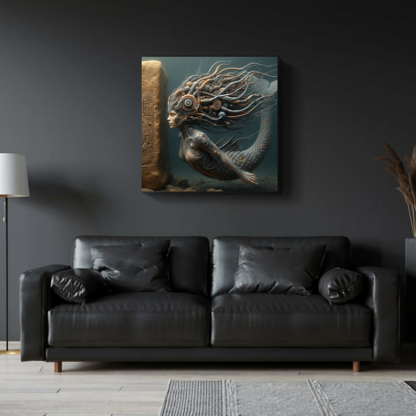 Goth Mermaid Wall Art Dark Academia Canvas Print Gothic Wall Decor Gift ...