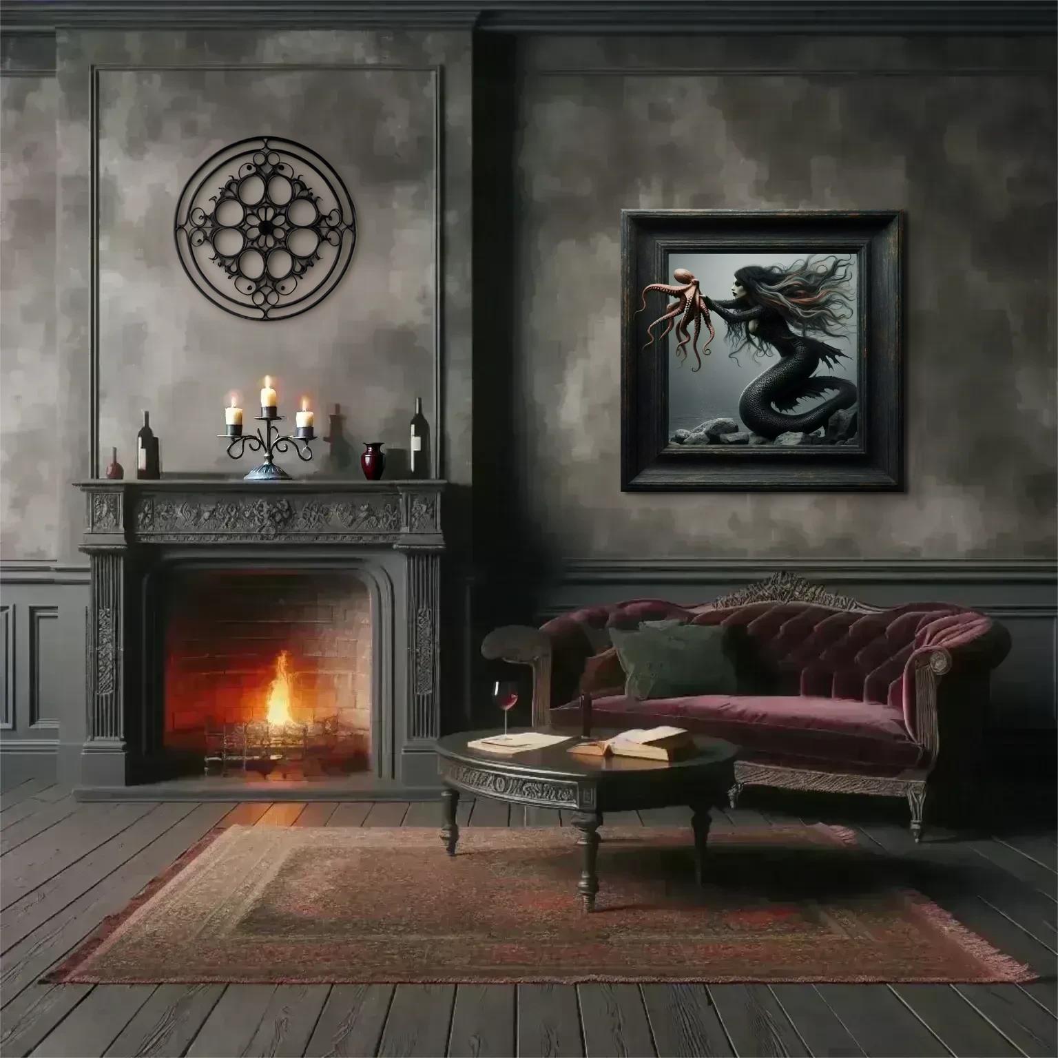 Goth Mermaid Octopus Wall Art Fun 3D Unique Optical Illusion Dark ...