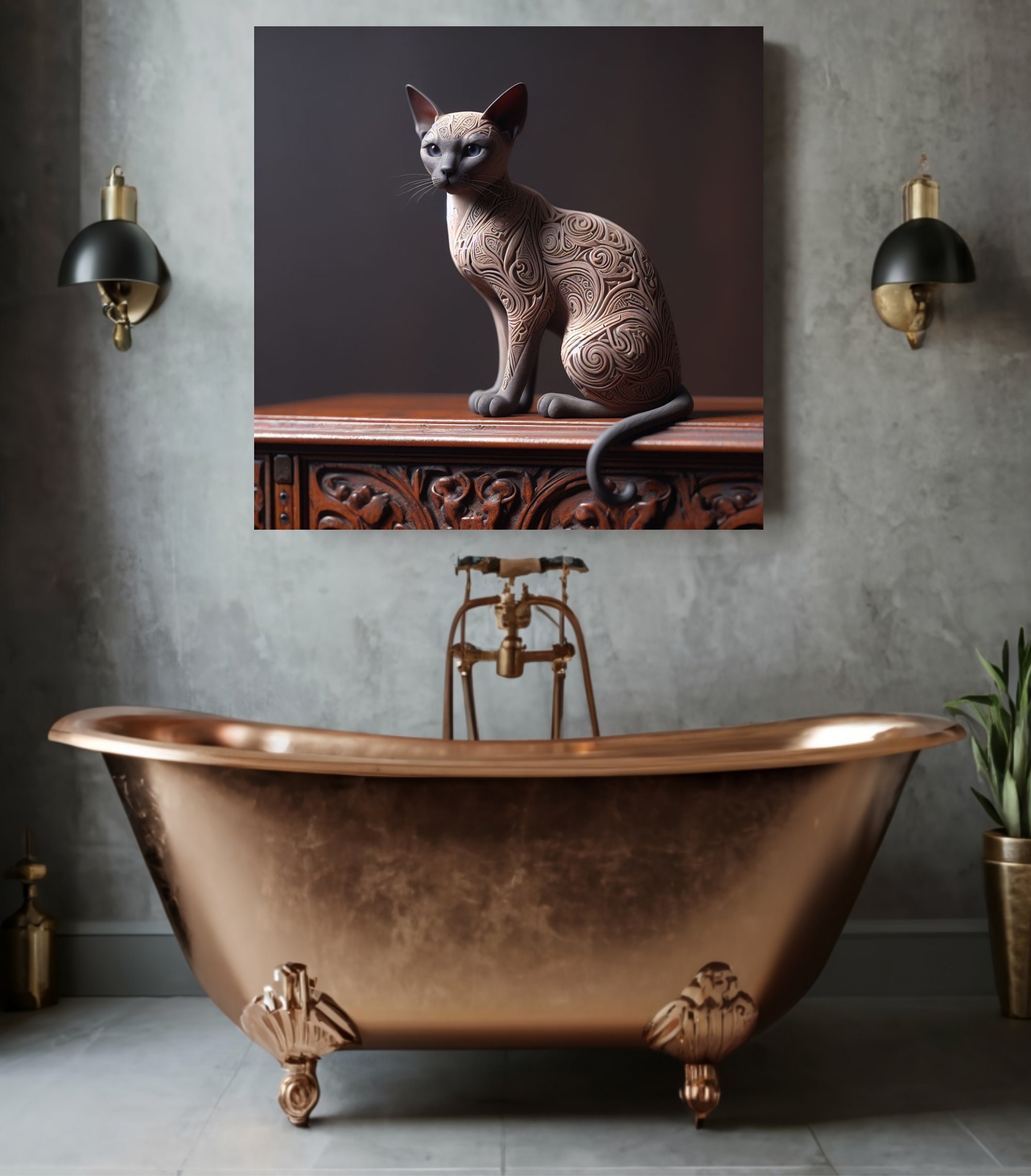 Siamese Cat Wall Art Abstract Siamese Cat Lover Gift Canvas Cat Print ...