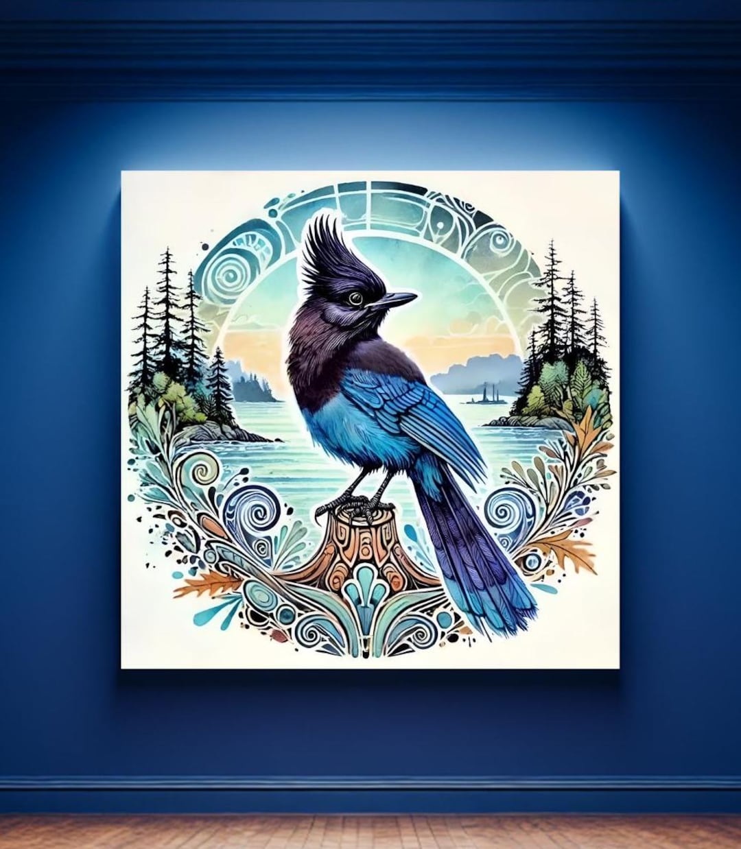 Haida Gwaii Steller's Jay Wall Art Abstract Pacific Northwest ...