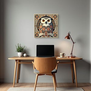 First Nations Owl Abstract Pacific Northwest Snowy Owl Mid-century Oil ...