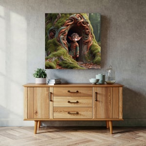 Elf Cute Cottagecore Muted Colors Canvas Wall Art Print Woodland Sprite ...