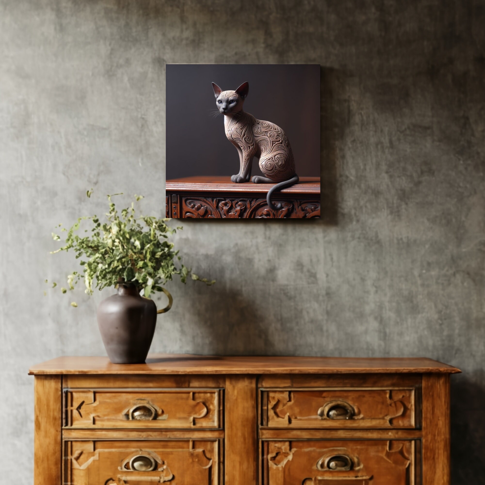 Siamese Cat Wall Art Abstract Siamese Cat Lover Gift Canvas Cat Print ...