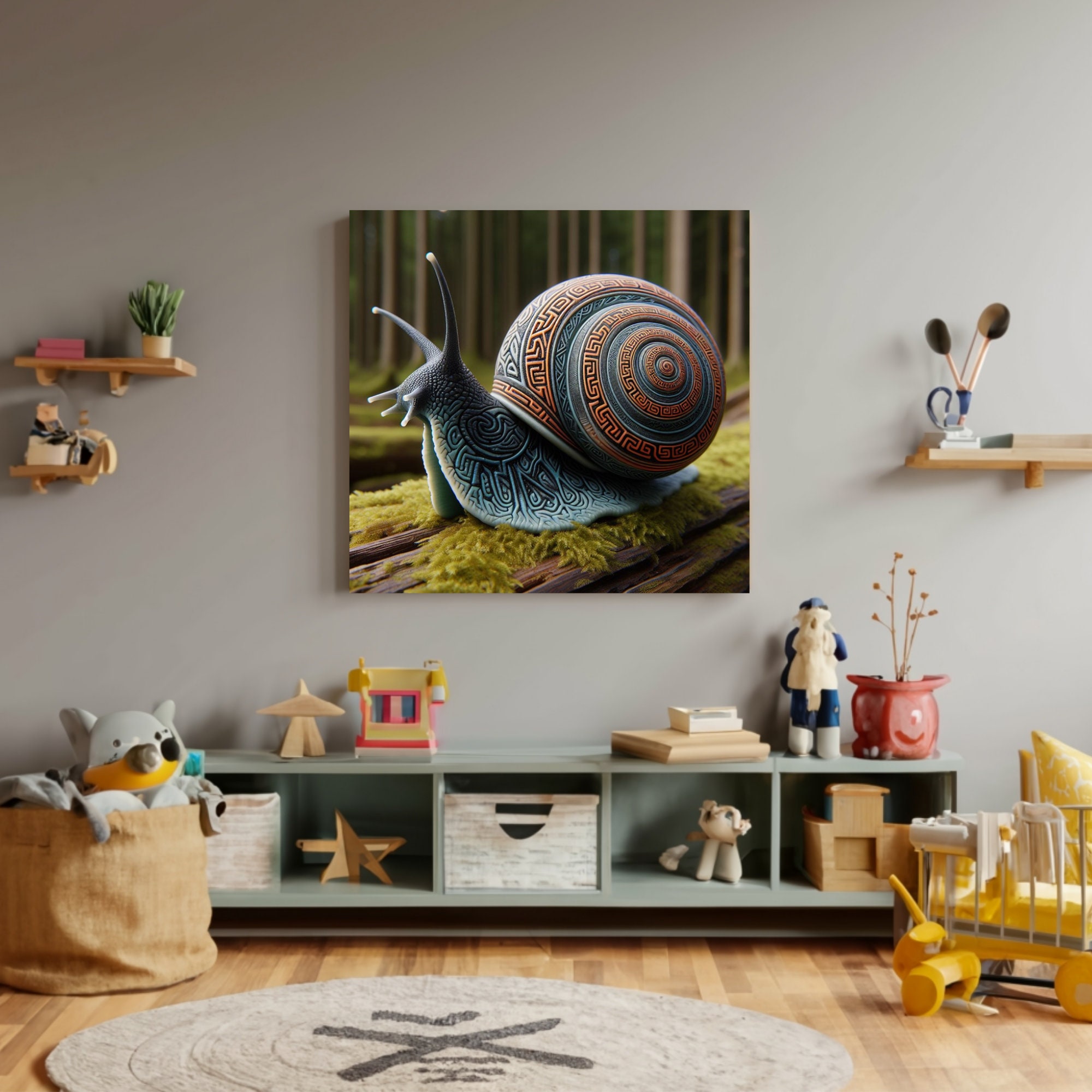 Snail Wall Art Cottagecore Muted Colors Land Snail Abstract Snail Art ...