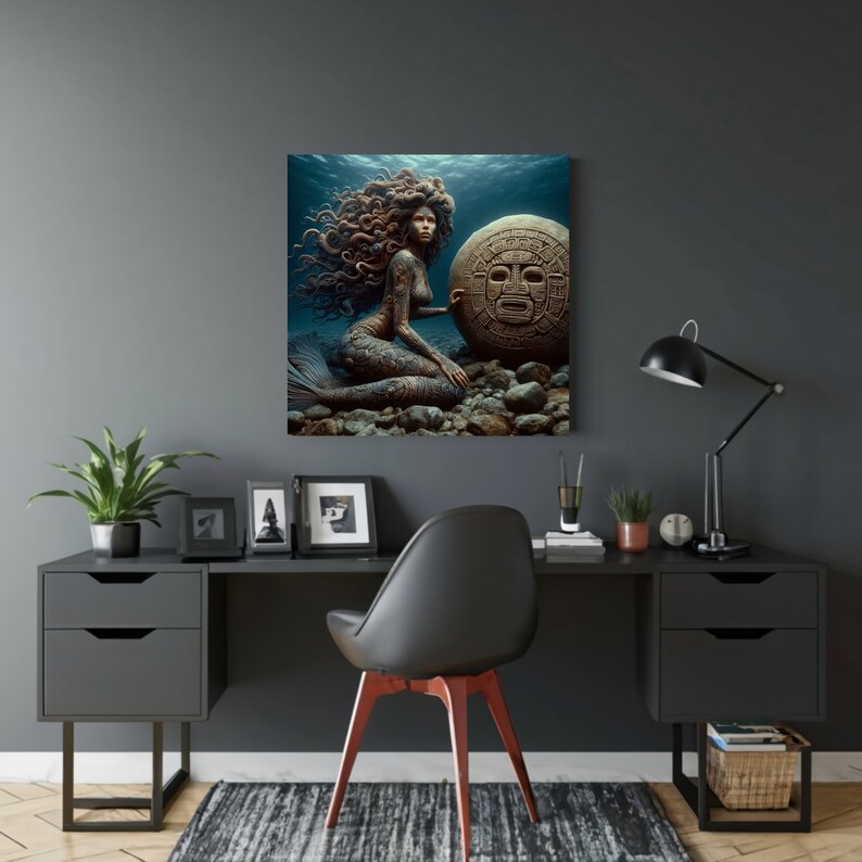 Goth Mermaid Wall Art Dark Academia Canvas Print Gothic Wall Decor Gift ...