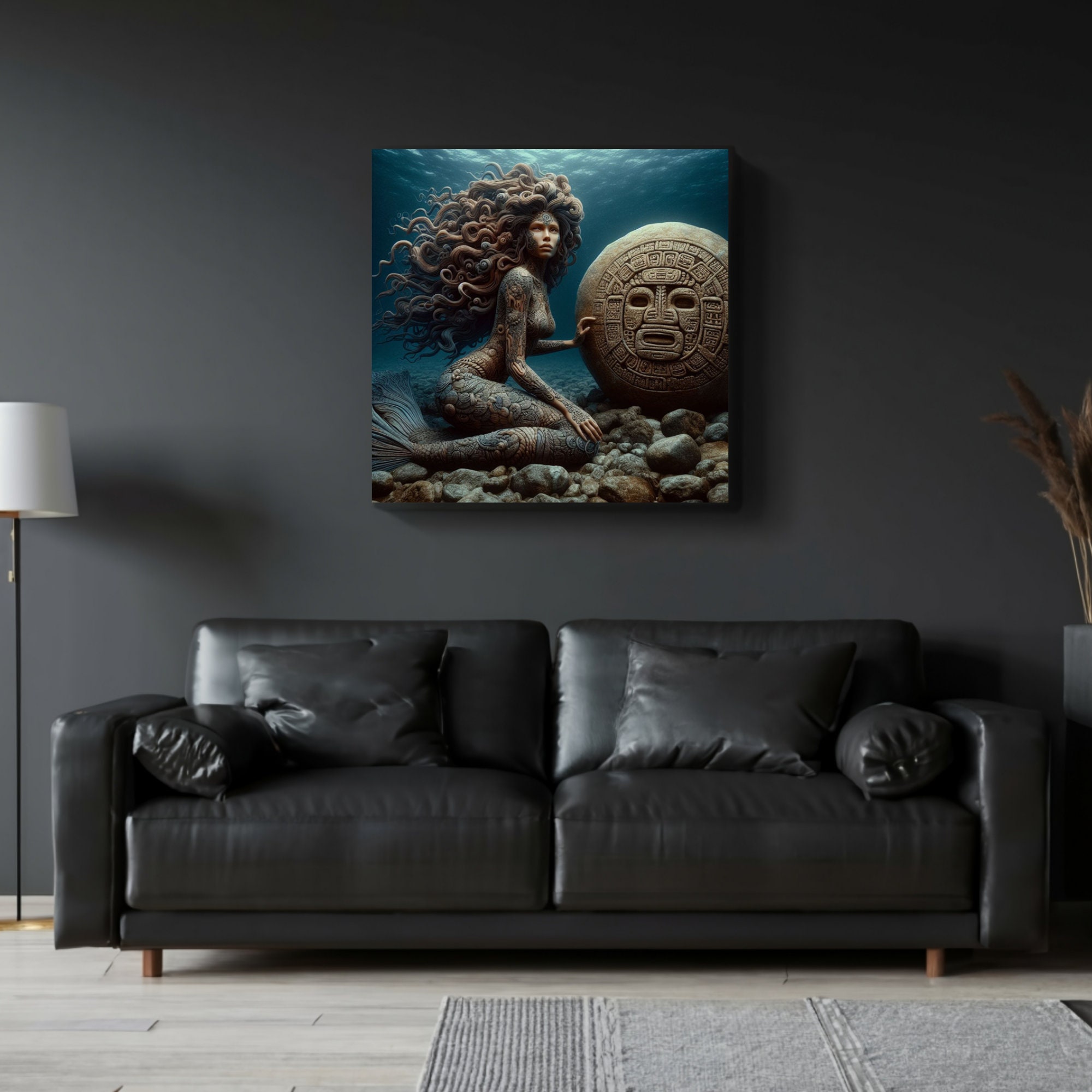 Goth Mermaid Wall Art Dark Academia Canvas Print Gothic Wall Decor Gift ...