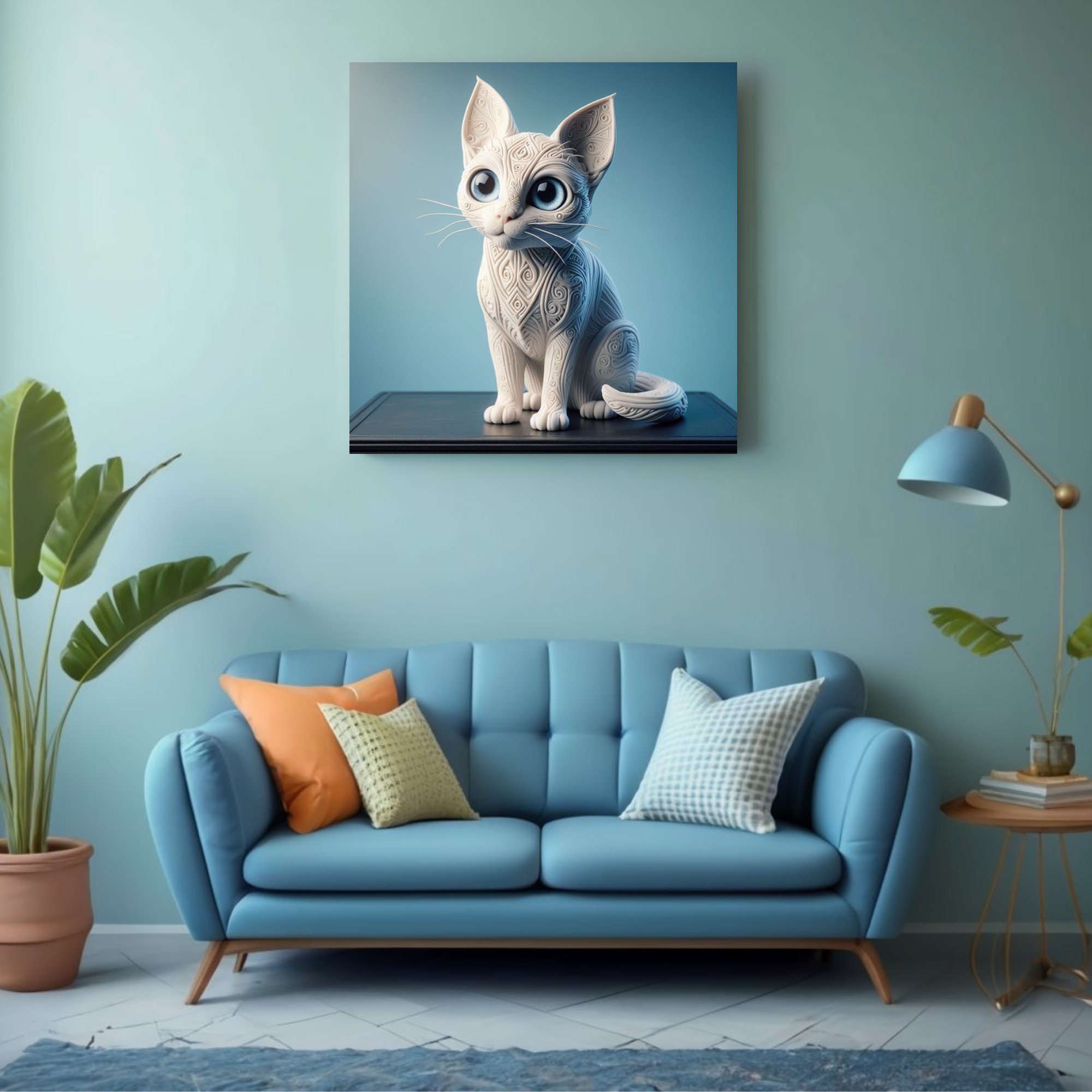 Siamese Cat Wall Art Cute Siamese Cat Lover Gift Canvas Cat Print ...