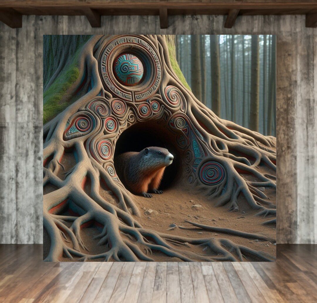 Groundhog Wall Art Cottagecore Muted Colors Woodchuck Imbolc Gift ...