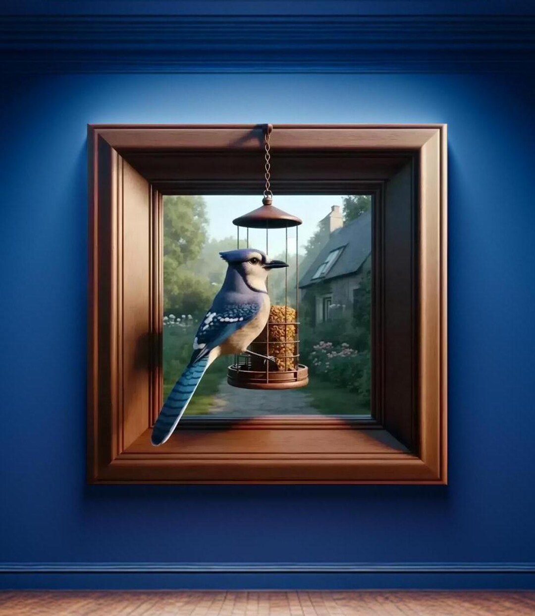 Blue Jay Bird Feeder Wall Art 3D Unique Optical Illusion Blue Jay Bird Watcher Birder Gift ...