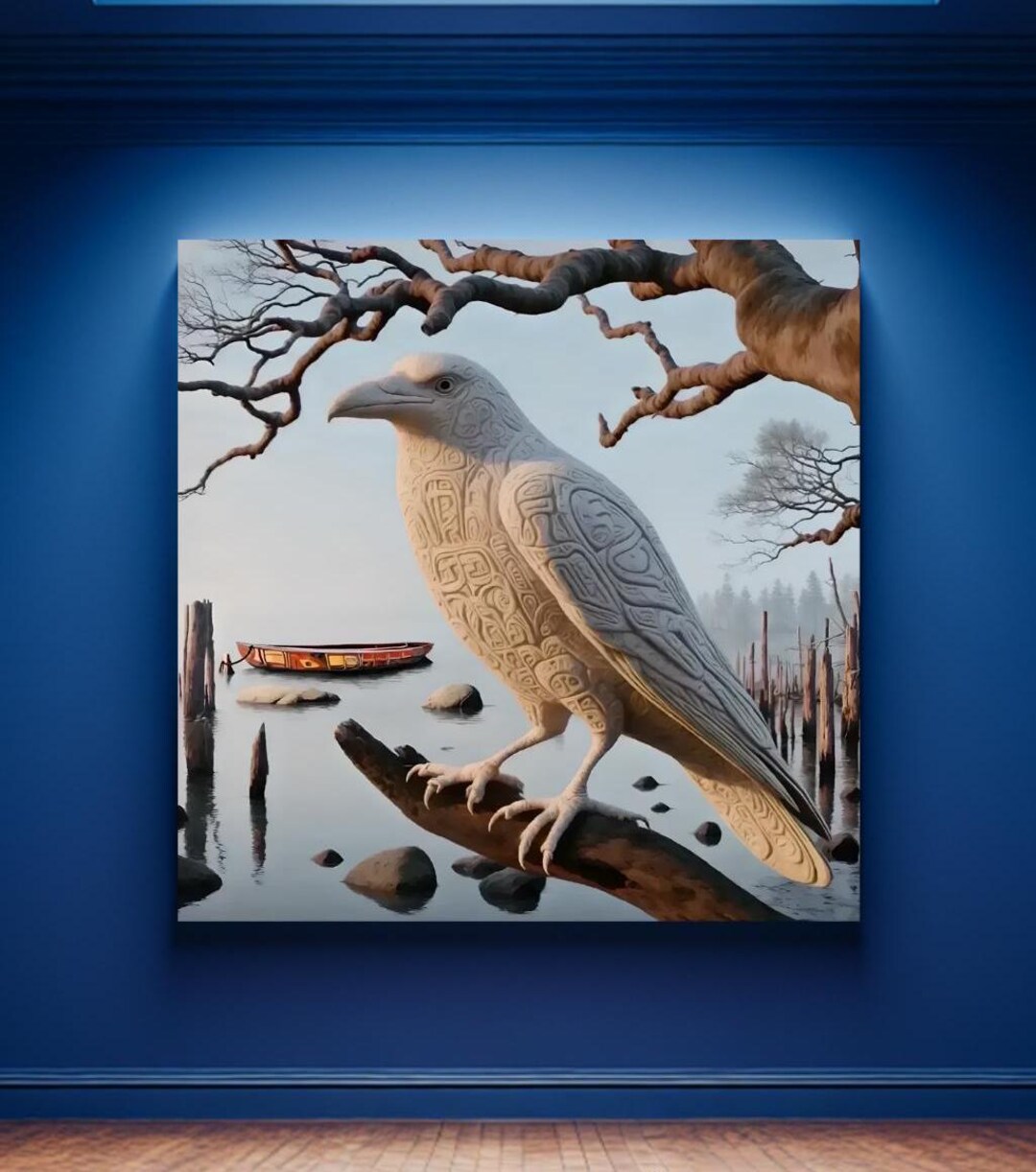 Haida First Nations White Raven Wall Art Unique Abstract Raven Pacific ...