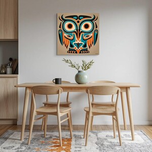 First Nations Owl Abstract Pacific Northwest Mid-century Oil Paint ...